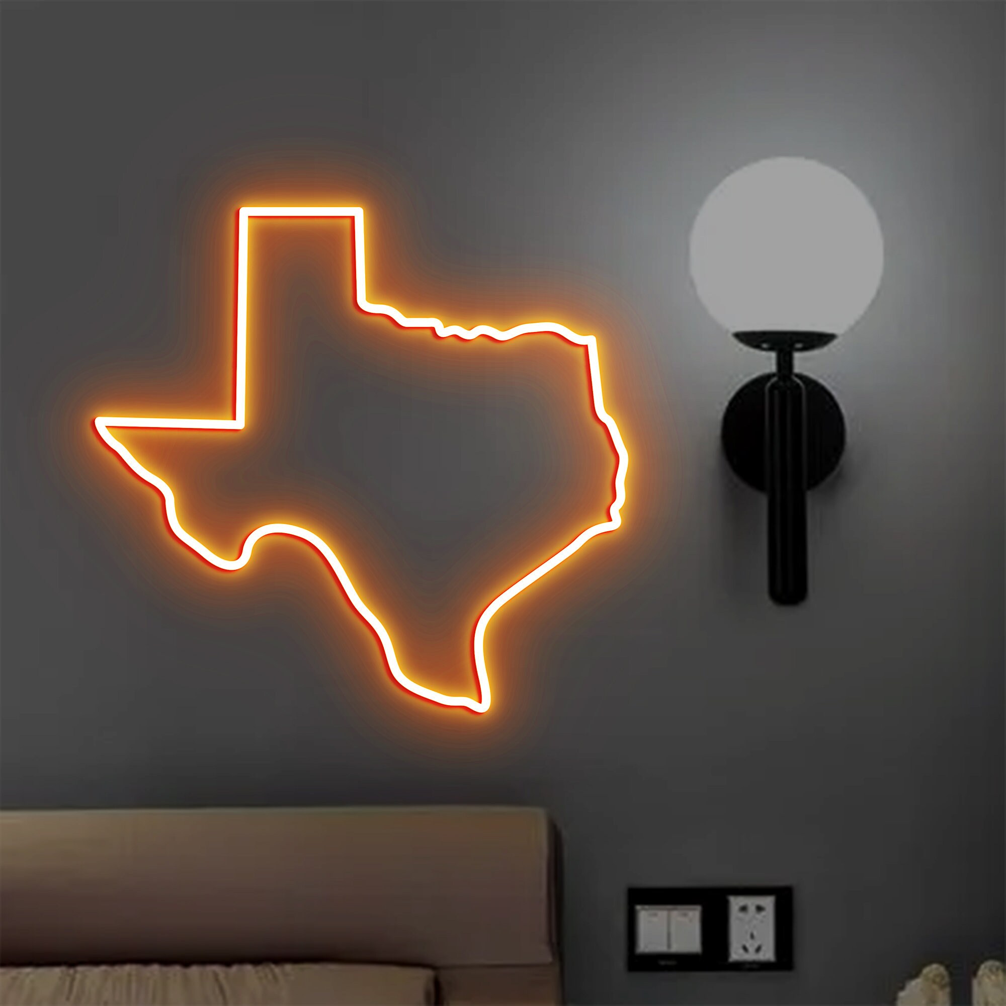 Texas Outline Neon Sign Texas Led Sign Texas Decor Texas - Etsy