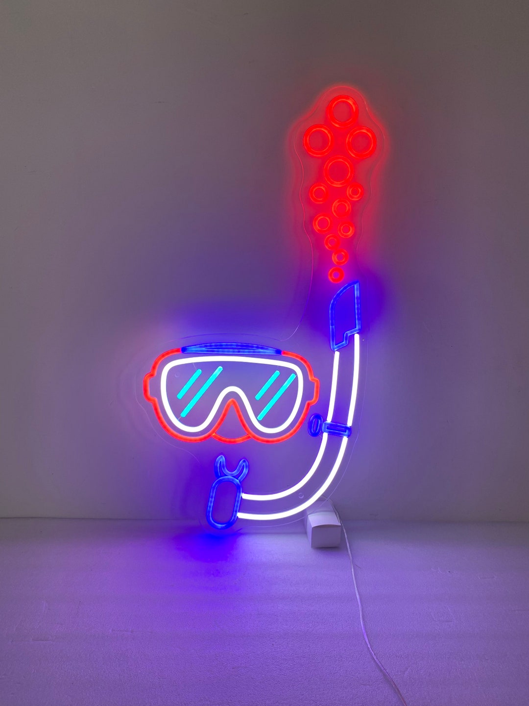 Diving Mask Neon Sign, Scuba Diver Mask, Gift for Diver, Diving Art ...