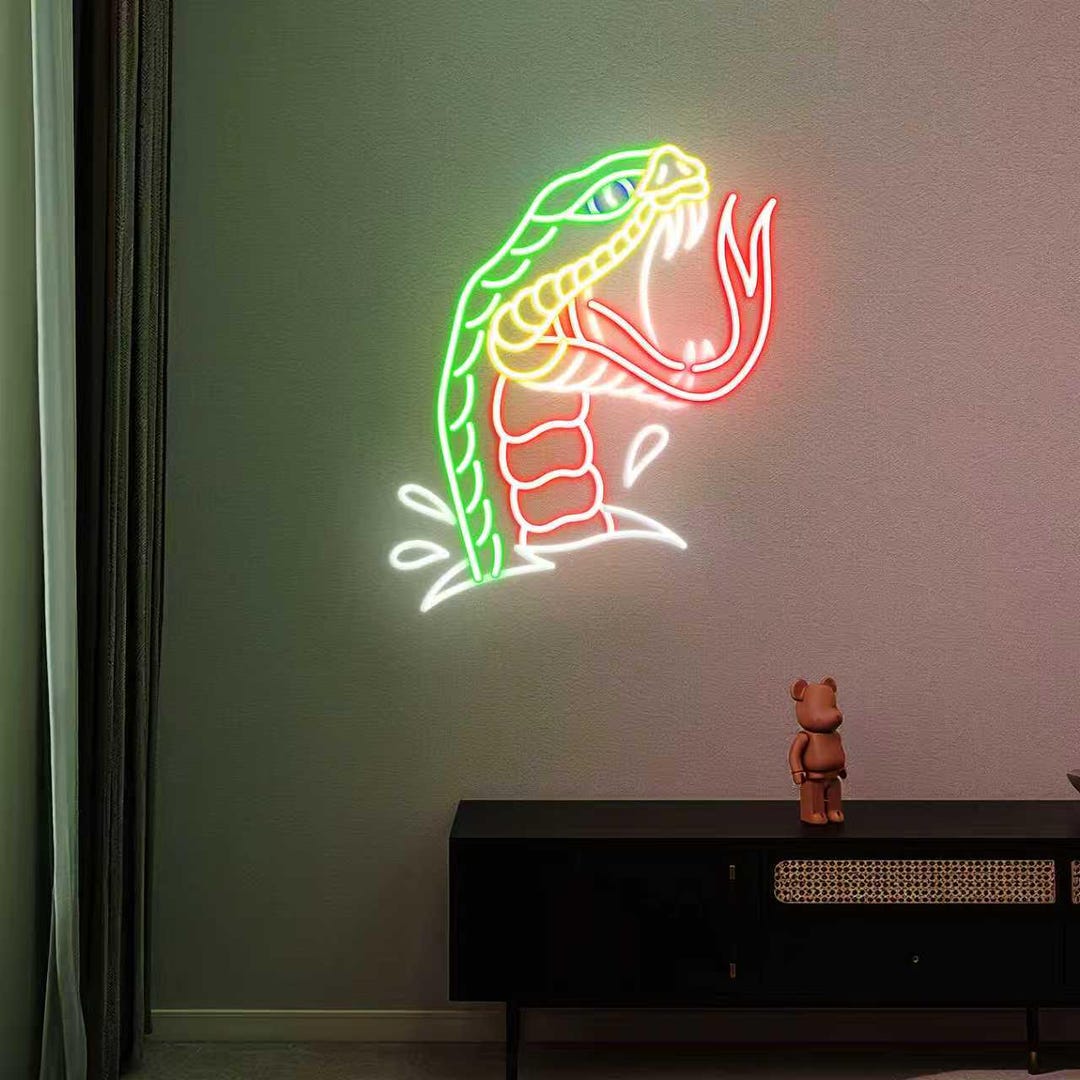 Snake Head LED Neon Sign: Reptile Wall Decor - Etsy