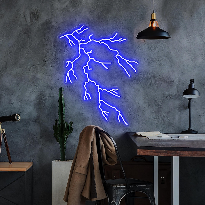 Lightning Crackle Neon Sign for Wall Decor, Electric Thunderbolt Light ...