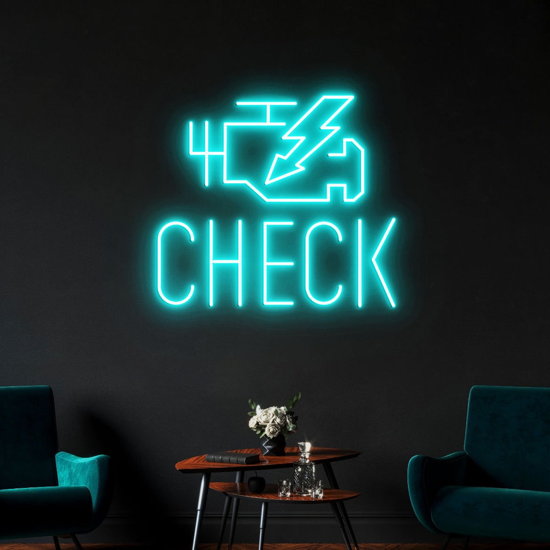 Check Engine Neon Sign Check Engine Light Car Garage Decor - Etsy