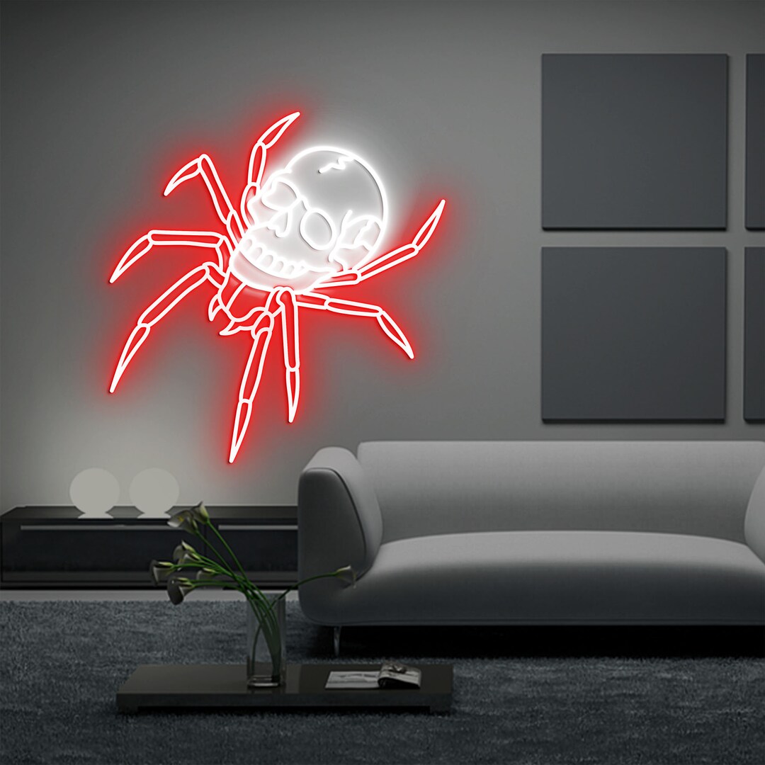 Skull Spider Led Sign, Skull Led Sign, Wall Decor, Halloween Neon Sign ...