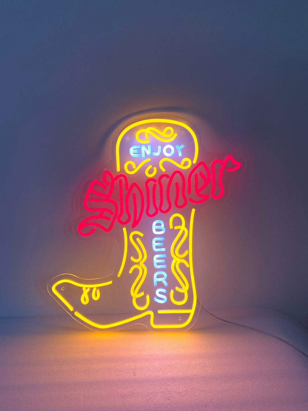 Shiner Neon Light, Neon Sign Light Decor, Boot Neon Sign, Bedroom Neon ...