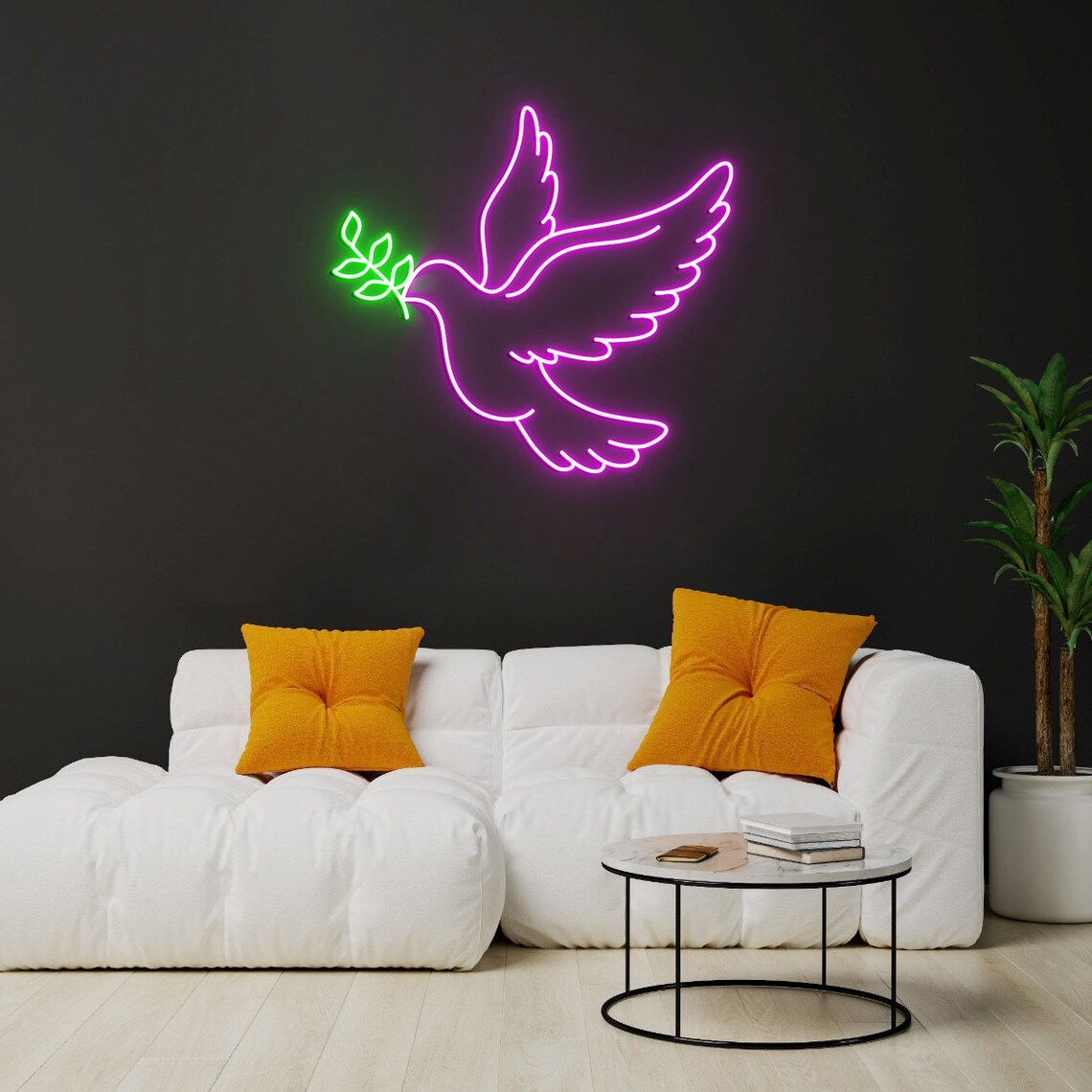 Pigeon Neon Light, Flying Dove Neon Light, Peace Dove, Freedom Dove ...