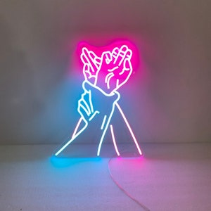 Holding Hands Neon Sign, Sexy Couple Wall Art, Custom Bond Hands Led ...