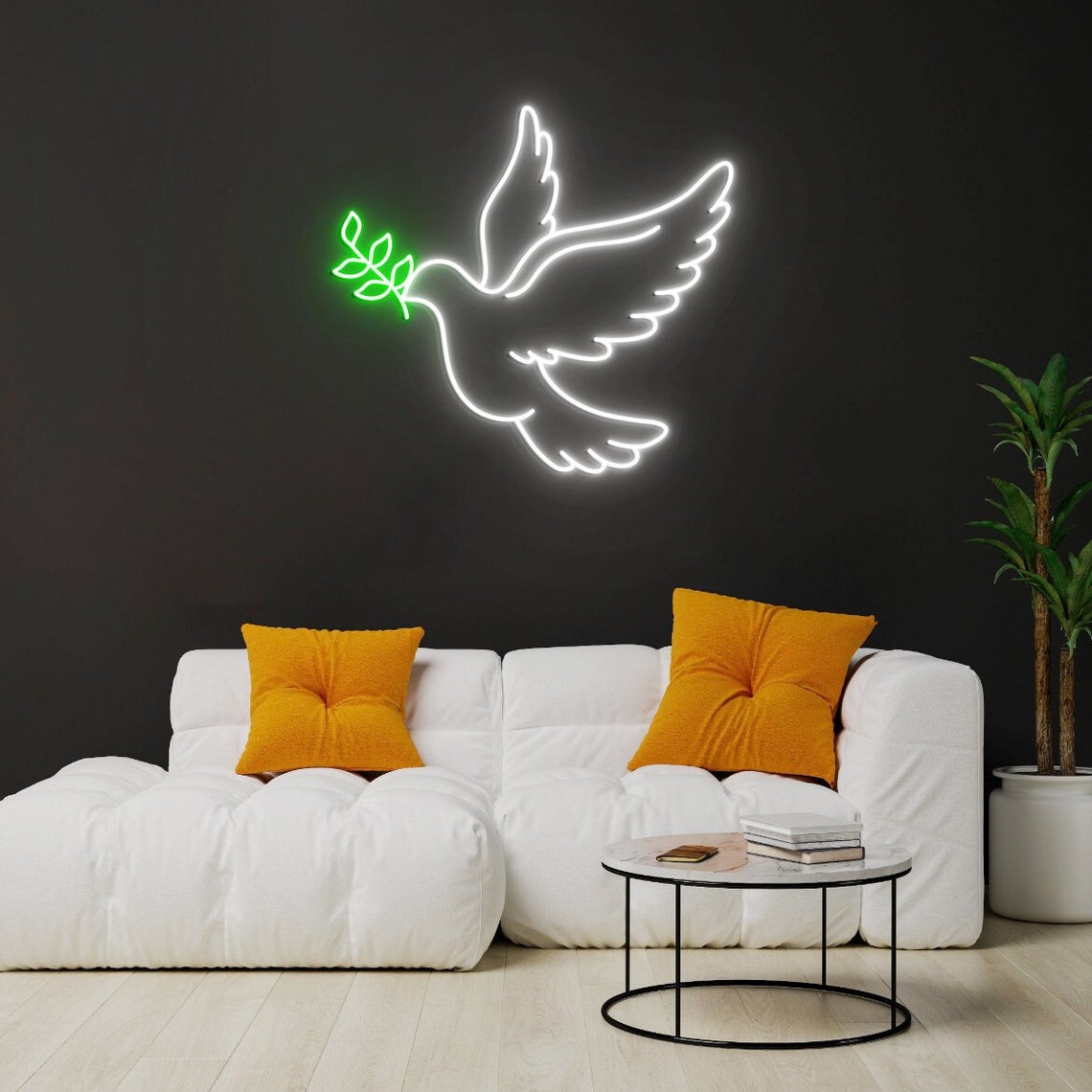 Pigeon Neon Light, Flying Dove Neon Light, Peace Dove, Freedom Dove ...