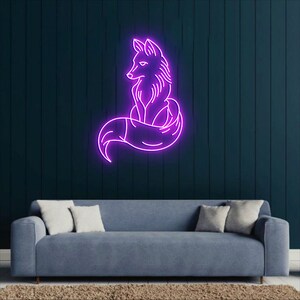 Fox Neon Light, Fox Led Sign, Fox Room Decor, Personalized Fox Animal ...