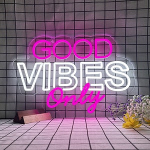 Good Vibes Only Neon Light, Neon Sign Light Decor, Good Vibes Only ...