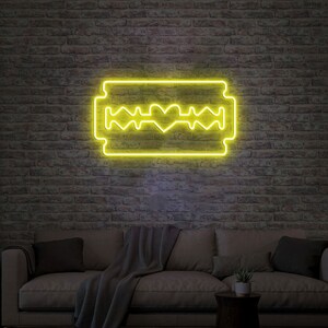 Razor Blade Neon Light, Neon Sign Light Decor, Barber Shop Neon Sign ...