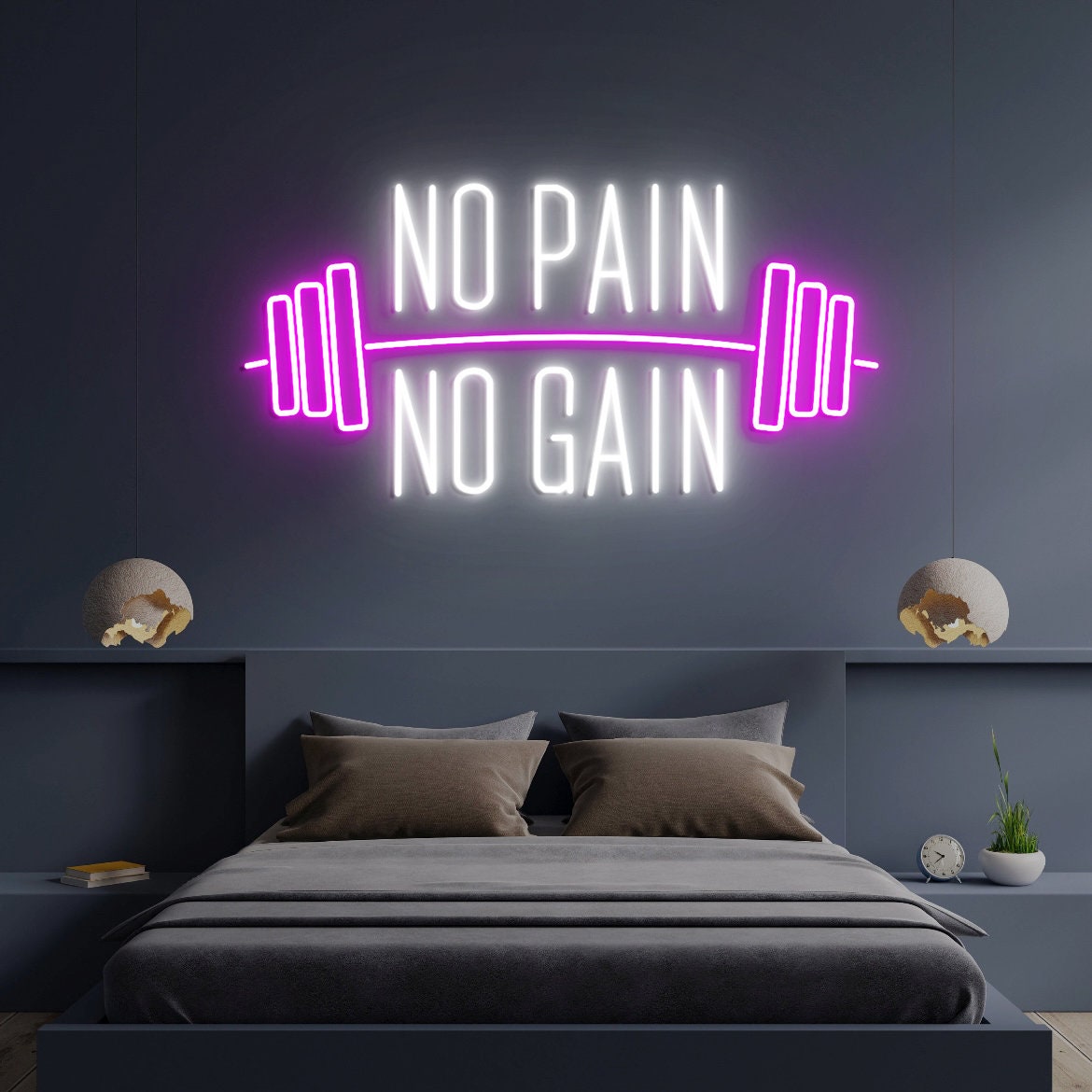 No Pain No Gain, Led Neon Sign, Gym Sign, Powerlifting Wall Art, Gym ...