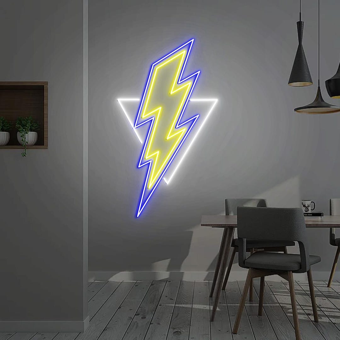 Lightning Bolt Neon Sign, Lightning Bolt Shape Wall Art, Thunder Bolt ...