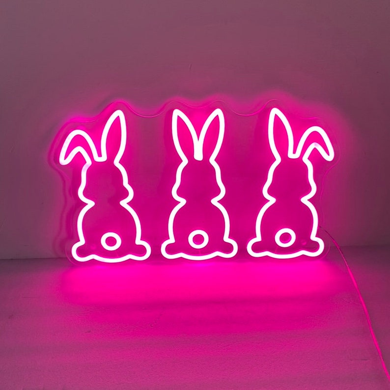 Easter Bunny Neon Sign Light, Easter Bunny Wall Decor, Cute Bunny ...