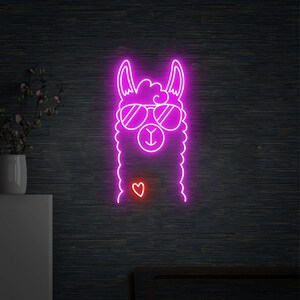 Llama Neon Light, Neon Sign Light Decor, Llama Pop Bedroom Neon Sign ...