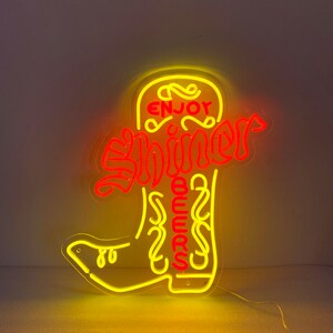 Shiner Neon Light, Neon Sign Light Decor, Boot Neon Sign, Bedroom Neon ...