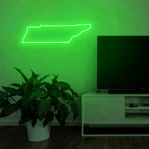 Tennessee State Neon Sign, Tennessee Map Wall Art, Tennessee Outline ...
