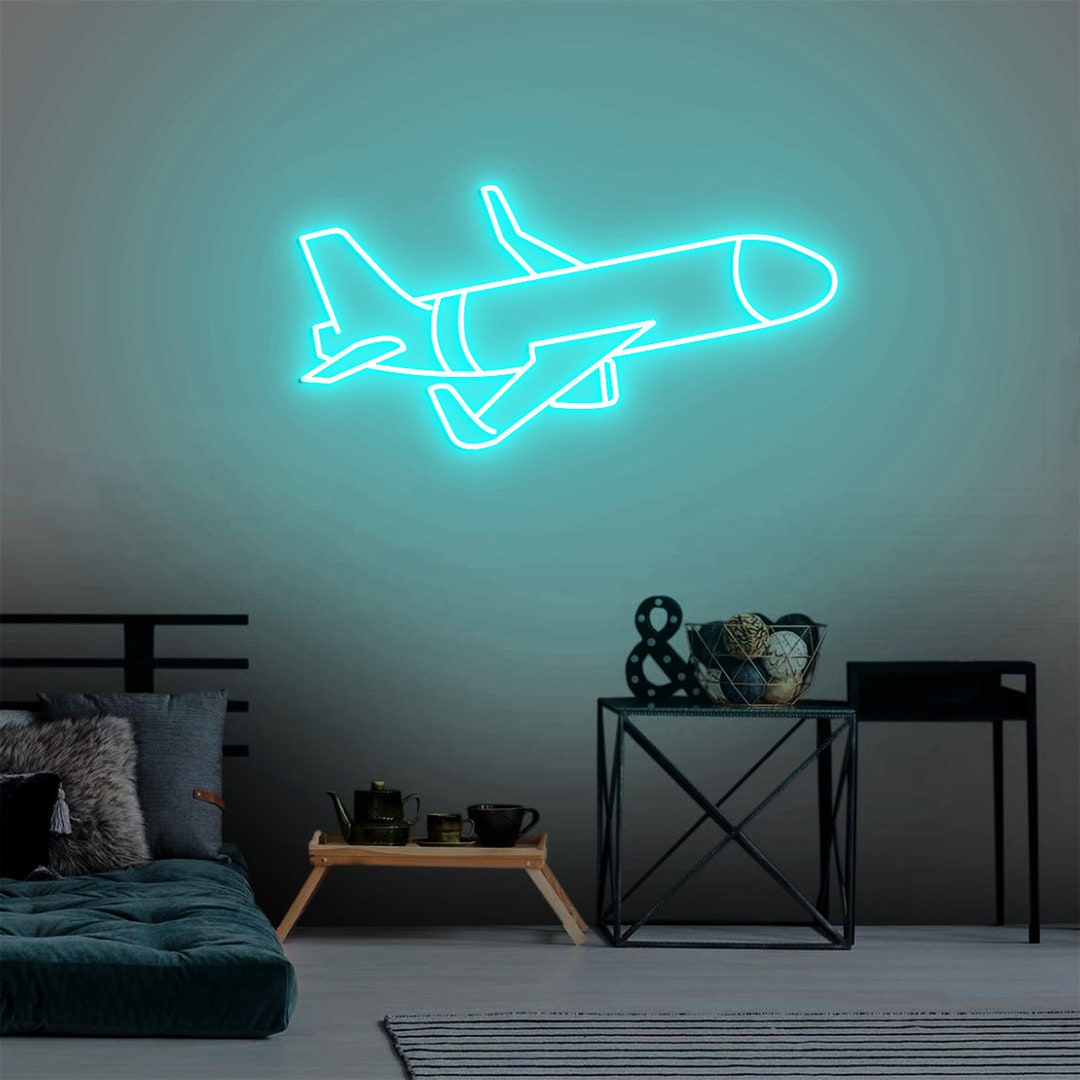Airplane Neon Sign, Airplane Aviation Decor, Plane Gift, Airplane Wall ...