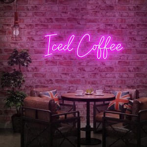 Iced Coffee Sign, Coffee Bar Shop Neon Sign, Iced Coffee Neon Sign Cafe ...