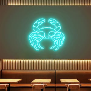 Crab Neon Sign, Red Crab Wall Neon Light, Wall Crab Art, Large Red Crab ...
