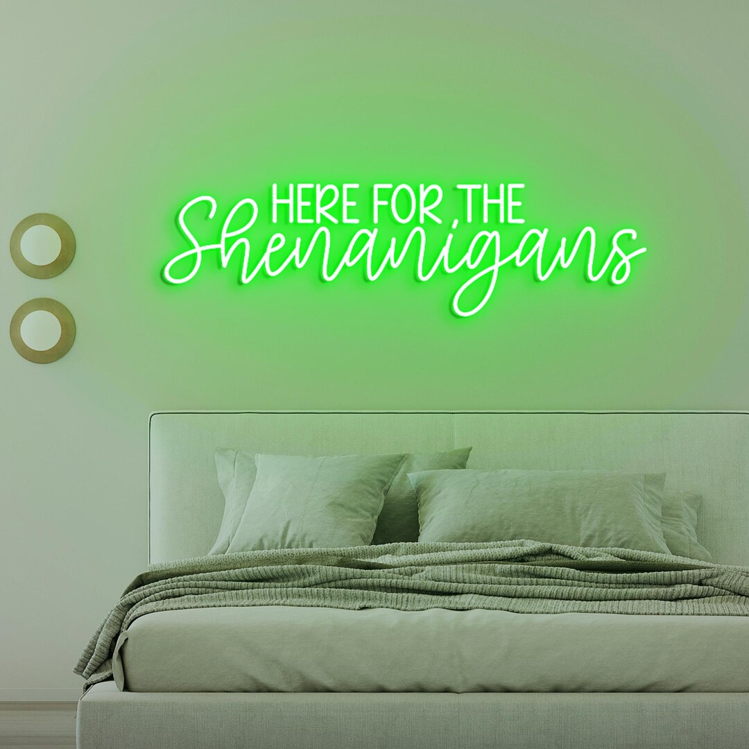 Here for Shenanigans Neon Light, Neon Sign Light Decor, St Paddy Day ...