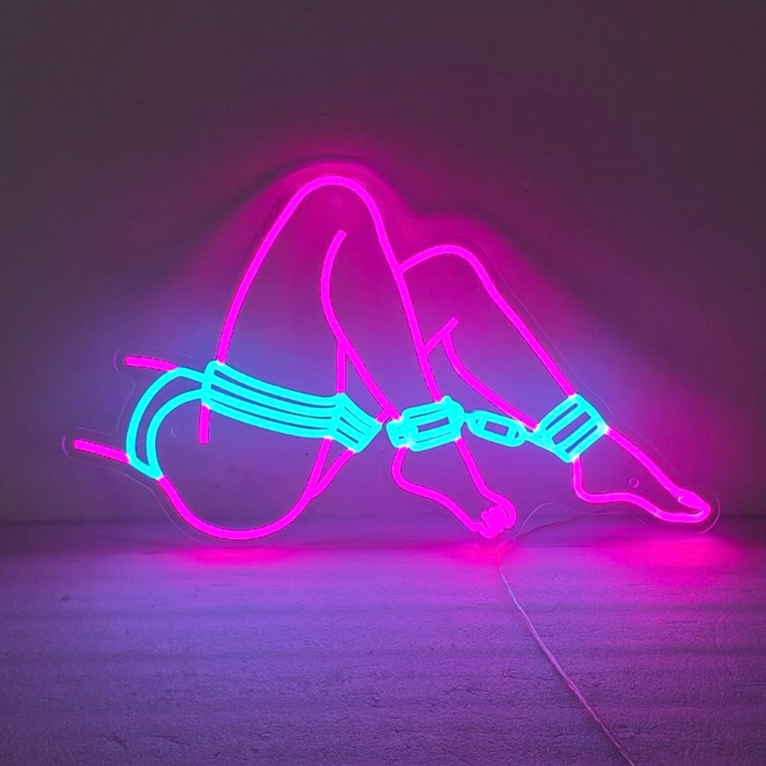 Bdsm Neon Sign Sexy Woman Wall Art Aesthetic Room Decor Line Art Bdsm Sex Wall Art Erotic