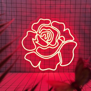 Rose Neon Light, Neon Sign Light Decor, Rose Bedroom Neon Sign, Bedroom ...