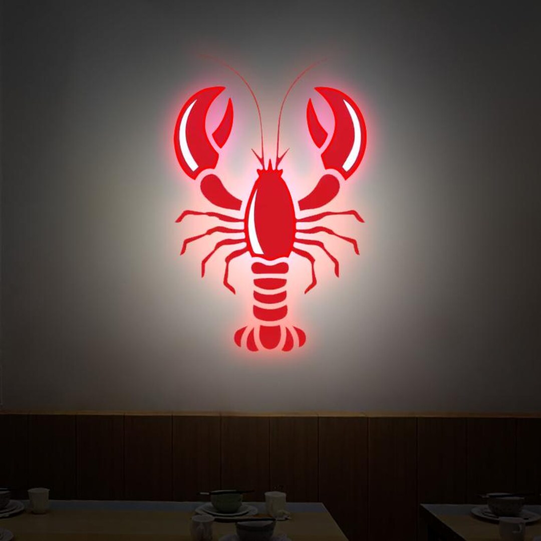 Red Lobster Neon Sign, Lobster Art Print Neon Light Sign, Lobster Home ...