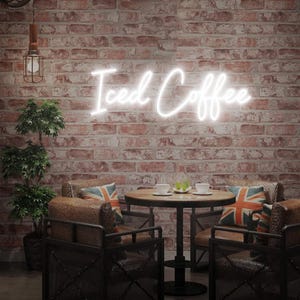 Iced Coffee Sign, Coffee Bar Shop Neon Sign, Iced Coffee Neon Sign Cafe ...