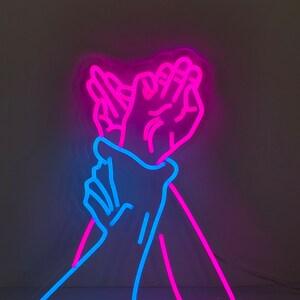 Holding Hands Neon Sign, Sexy Couple Wall Art, Custom Bond Hands Led ...