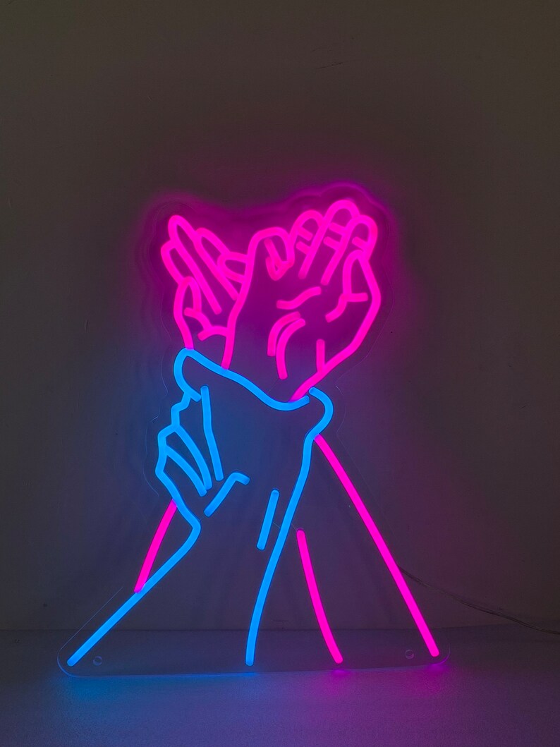 Holding Hands Neon Sign, Sexy Couple Wall Art, Custom Bond Hands Led ...