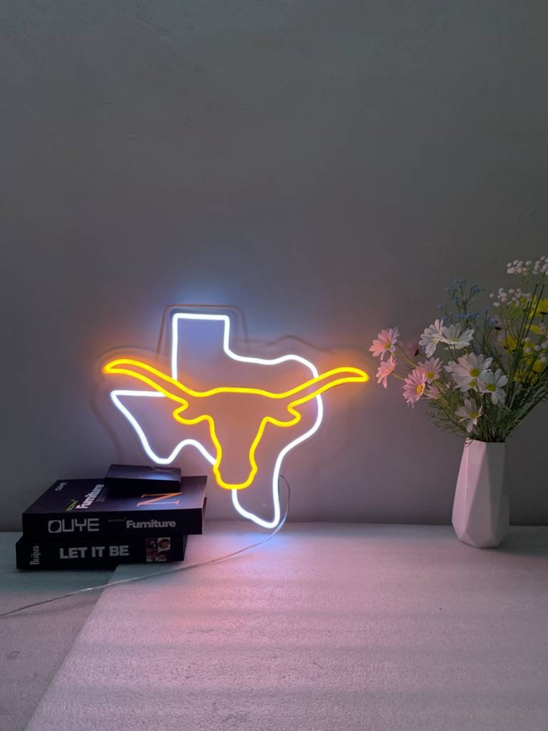 Texas Neon Sign, Longhorn Neon Sign, Texas Led Sign, Texas State Sign ...