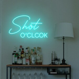 Shot O'clcok Neon Sign, Shot O'clock Sign, Tequila Shot Sign, Shot Bar ...