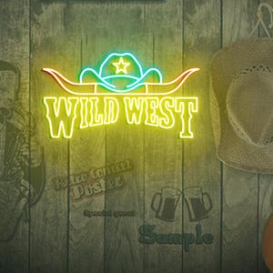 Wild West Cowboy Neon Light, Neon Sign Light Decor, Cowboy Neon Sign ...