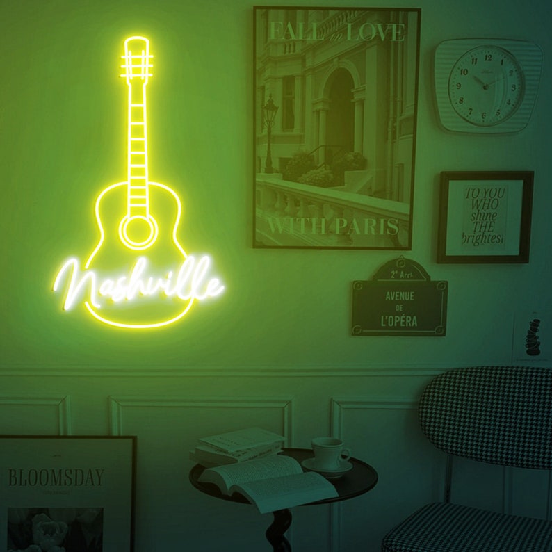 Nashville Guitar Neon Sign, Nashville Music Sign, Nashville Music City ...