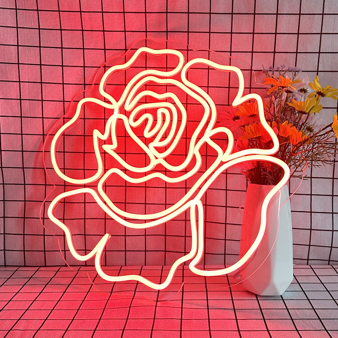 Rose Neon Light Neon Sign Light Decor Rose Bedroom Neon - Etsy