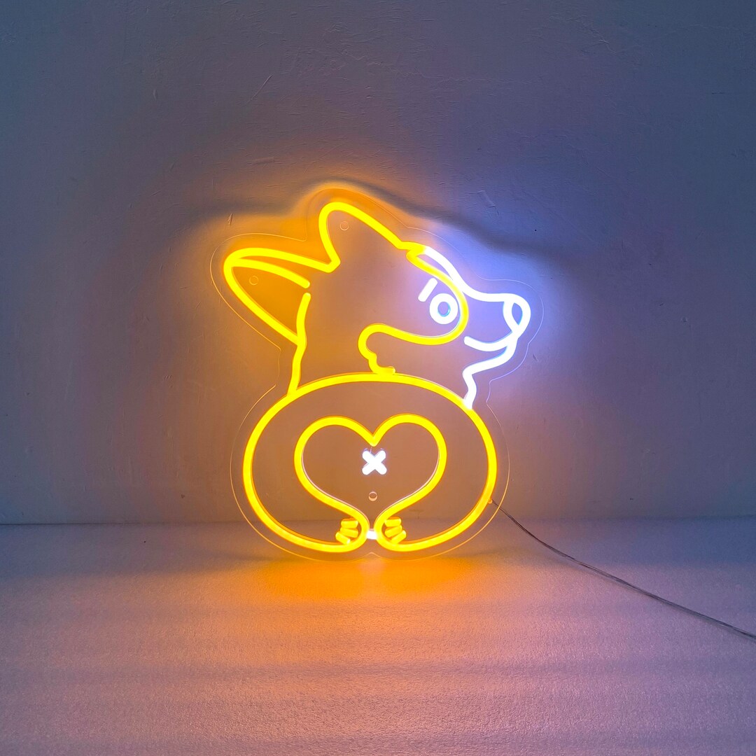 Corgi Butt Neon Sign, Cute Corgi Dog, Corgi Neon Sign, Corgi Led Lights ...