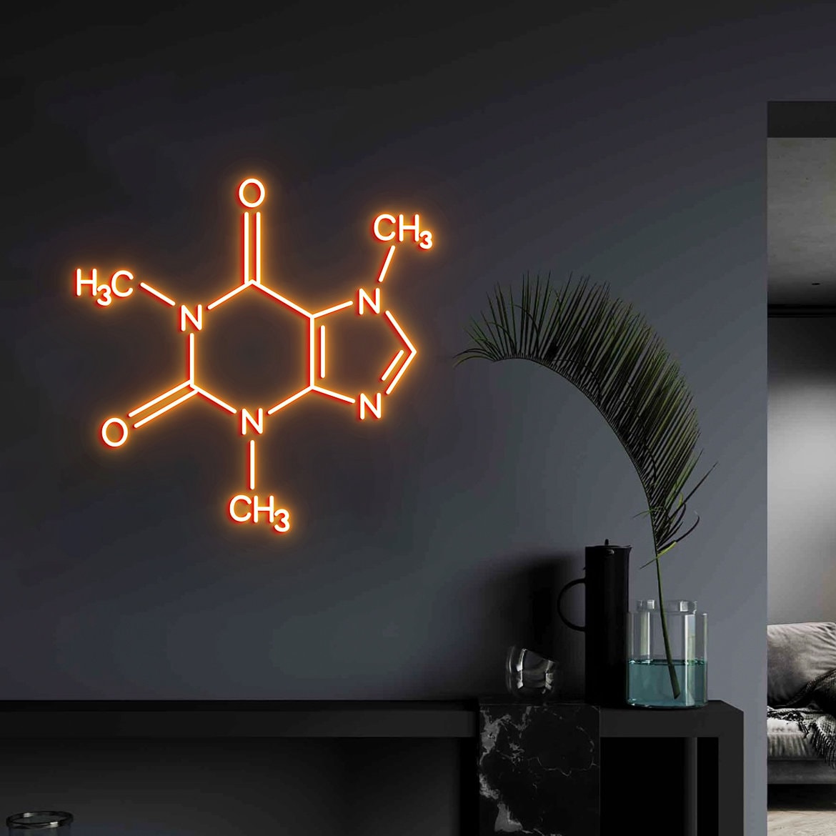Caffeine Molecule, Led Neon Sign, Wall Decor Caffeine Molecule, Coffee ...