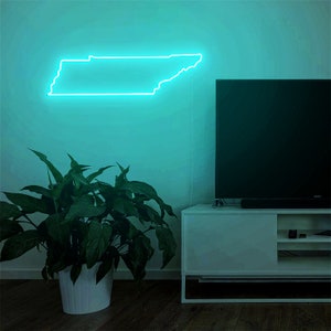 Tennessee State Neon Sign, Tennessee Map Wall Art, Tennessee Outline ...