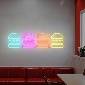 Burger Neon Sign: Fast Food Restaurant Decor - Etsy