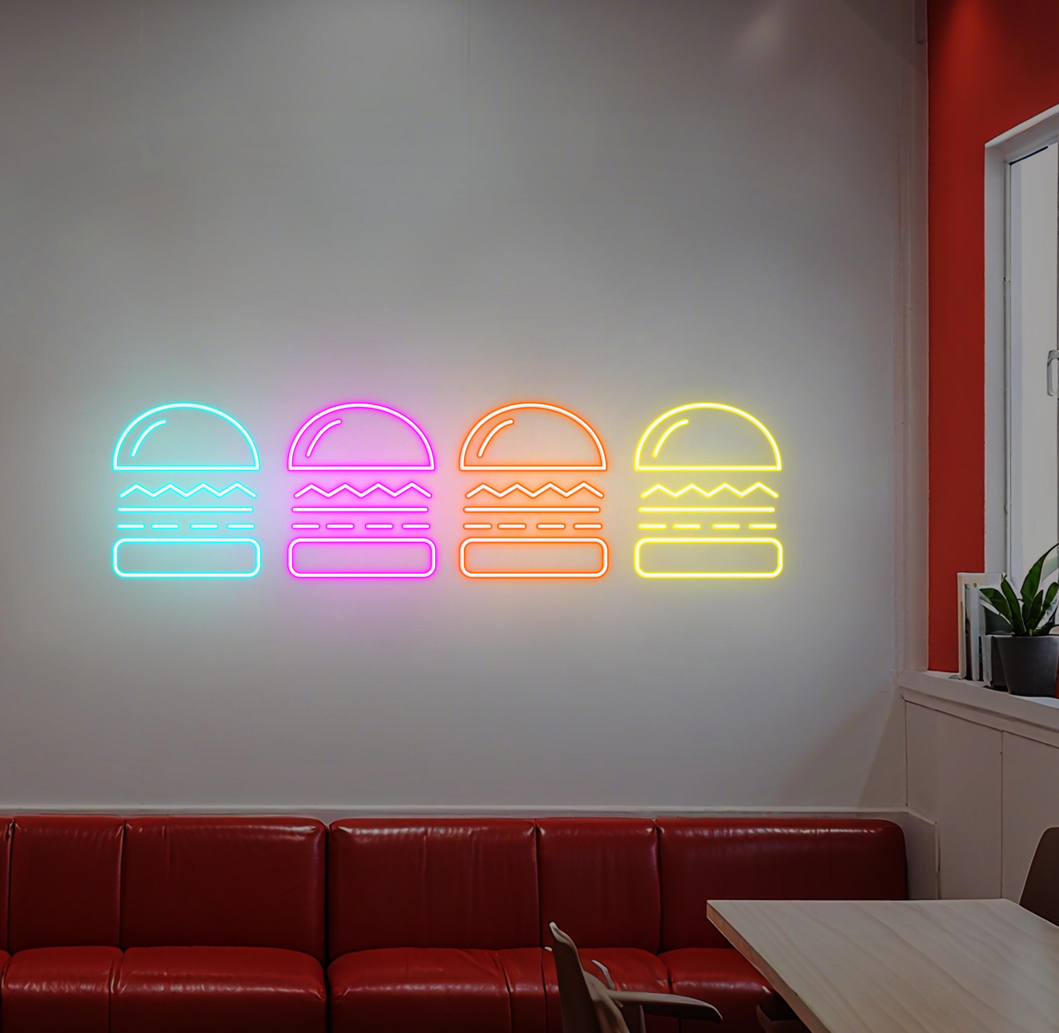 Burger Neon Sign: Fast Food Restaurant Decor - Etsy