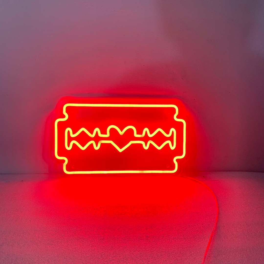 Razor Blade Neon Light, Neon Sign Light Decor, Barber Shop Neon Sign ...