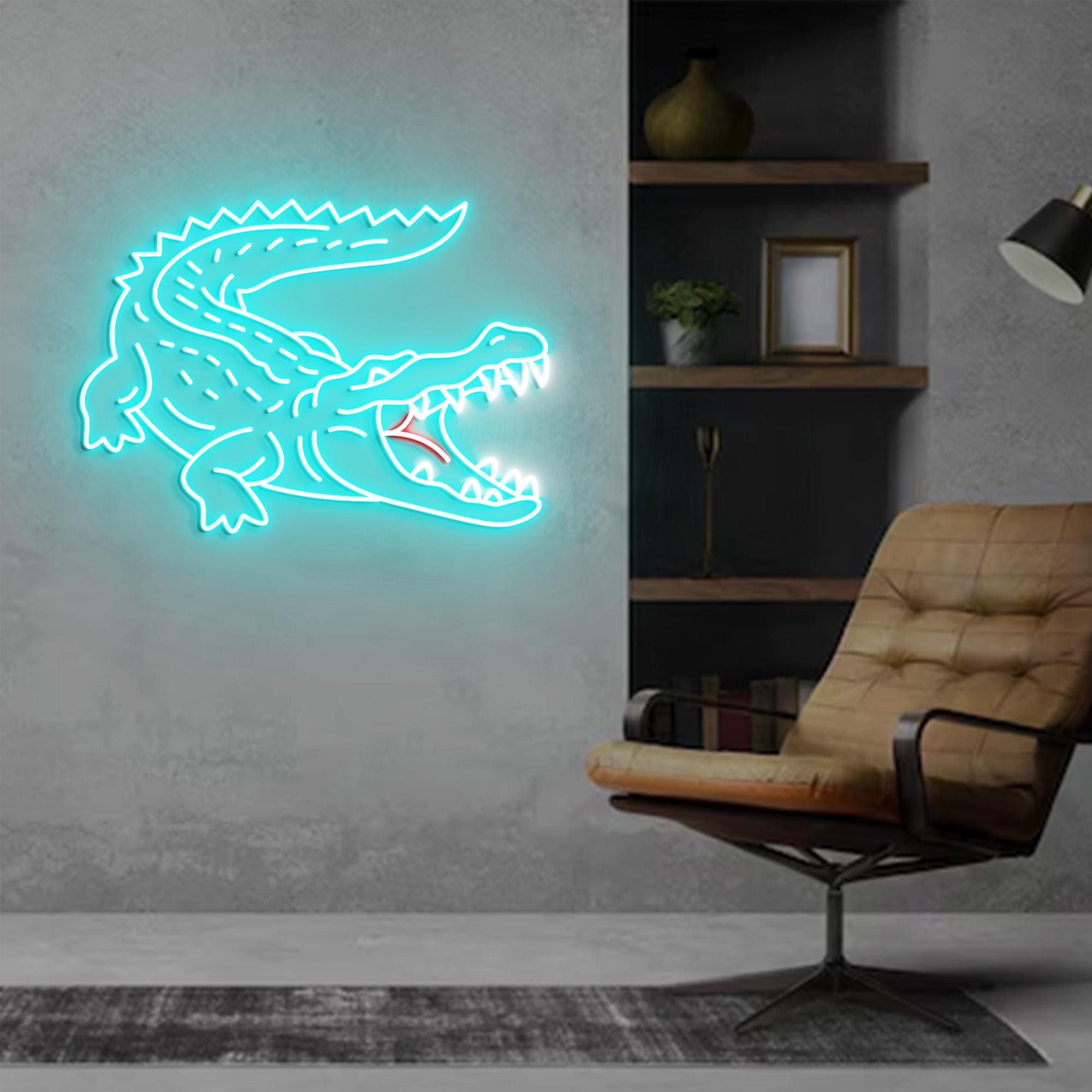 Crocodile Neon Sign, Crocodile Neon Sign Light Decor, Crocodile Bedroom ...