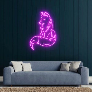 Fox Neon Light, Fox Led Sign, Fox Room Decor, Personalized Fox Animal ...