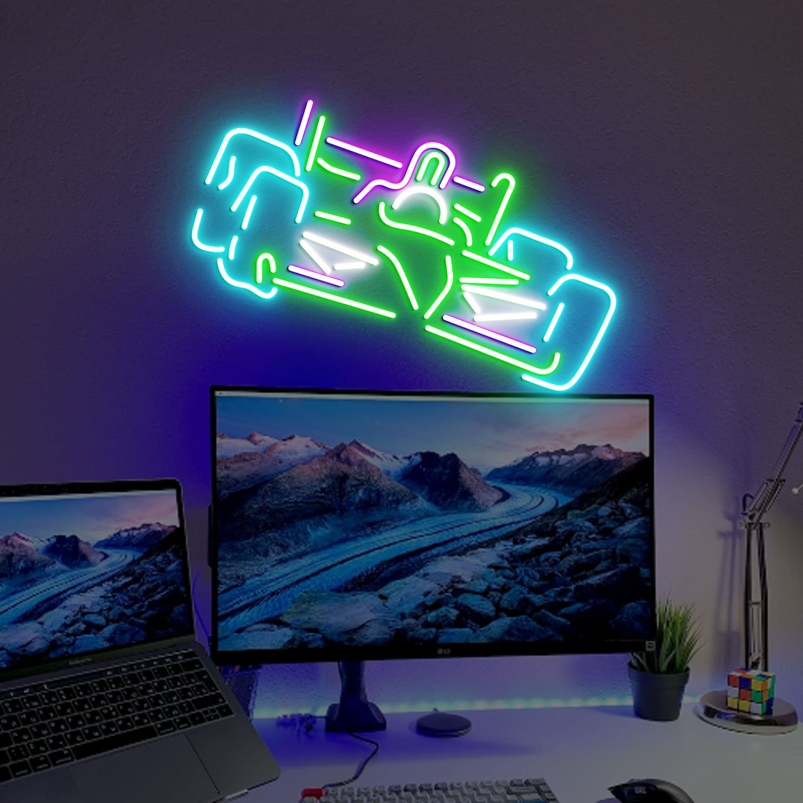 Race Car Neon Sign, Racing Car Neon Sign, Neon Sign Light Decor, Racing ...