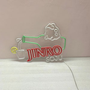 Jinro Soju Neon Light| Soju Neon Sign| Korean Wall Decor| Home Bar Neon ...
