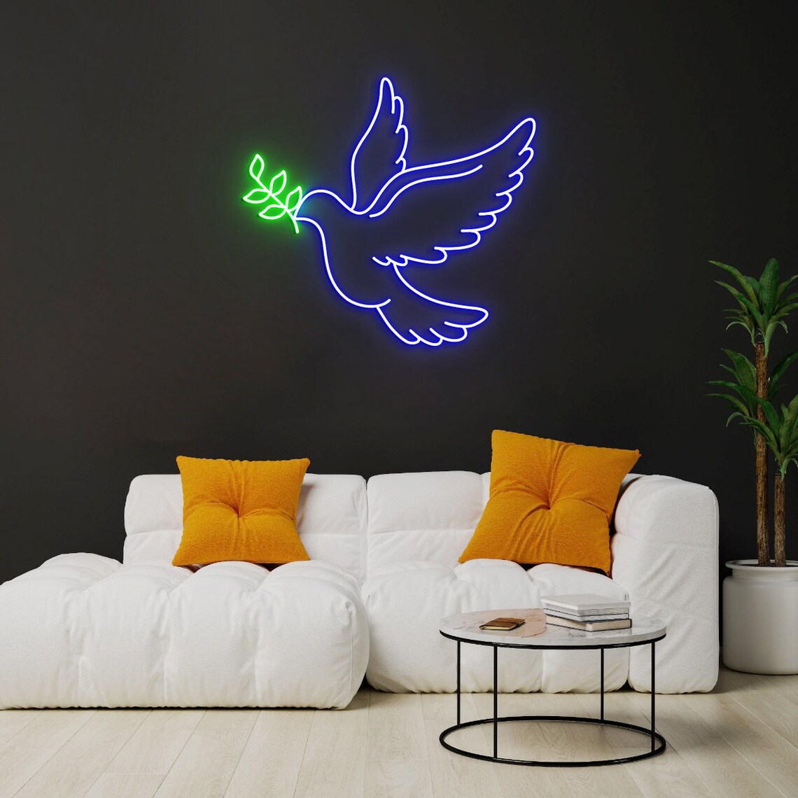 Pigeon Neon Light, Flying Dove Neon Light, Peace Dove, Freedom Dove ...
