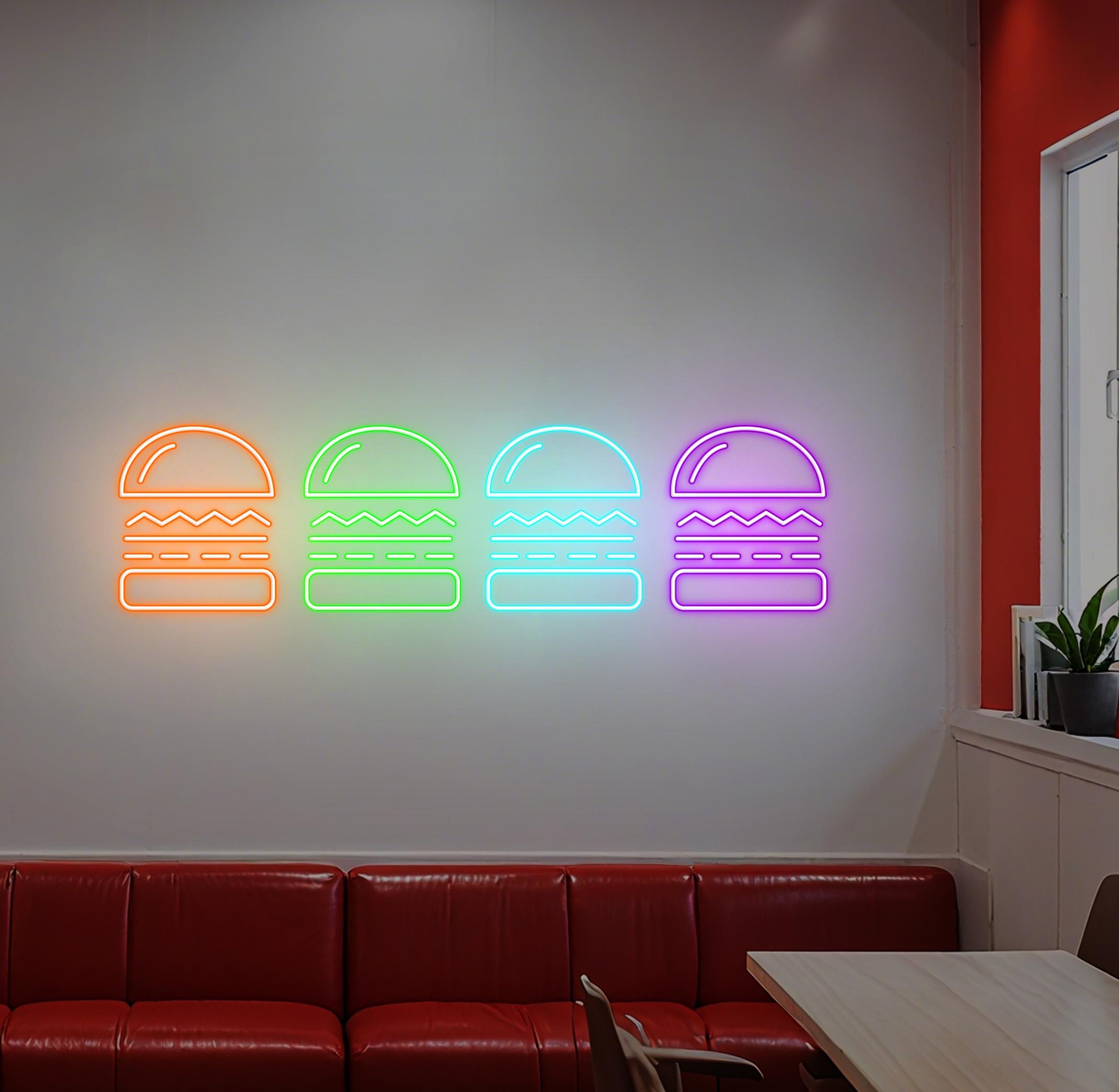 Burger Neon Sign: Fast Food Restaurant Decor - Etsy