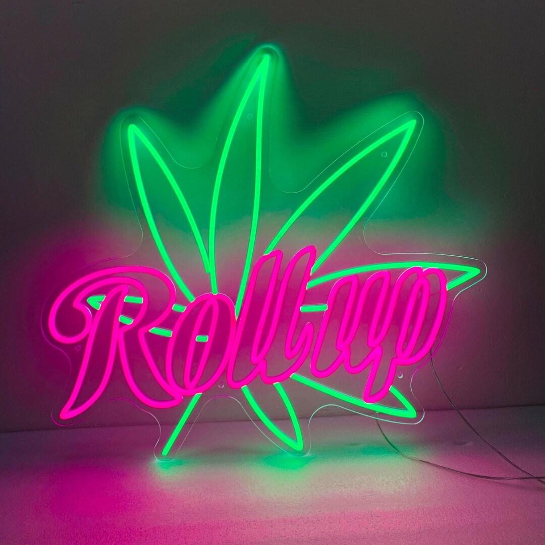 Roll up Weed Neon Light, Marijuana Leaf Neon Sign Light Decor, Smoke ...