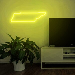 Tennessee State Neon Sign, Tennessee Map Wall Art, Tennessee Outline ...