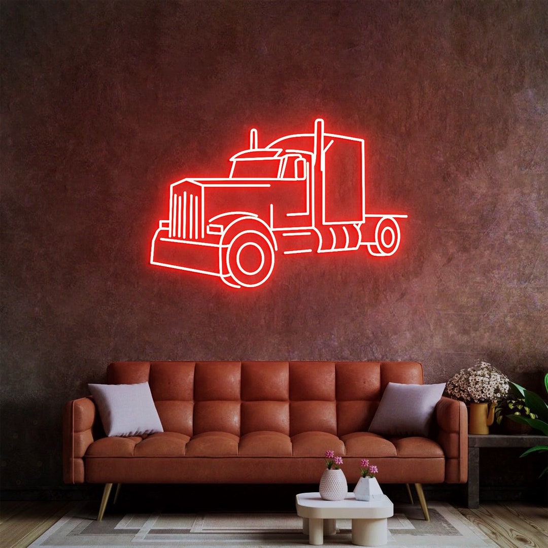 Semi Truck Neon Sign, American Truck Wall Art, Semi Truck Home Decor ...