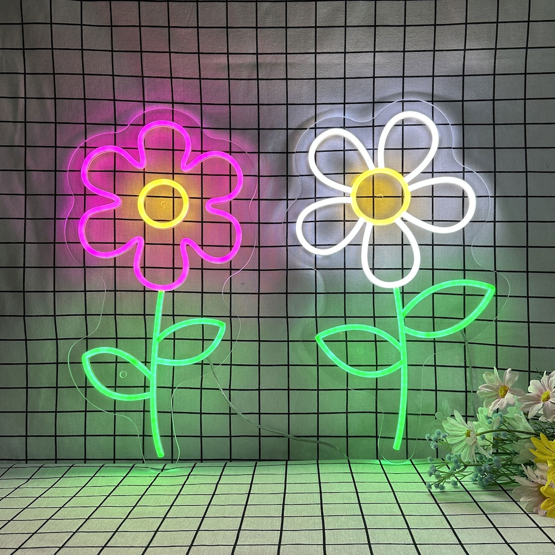 Flowers Neon Light, Neon Sign Light Decor, Led Flower Wall Backdrop ...
